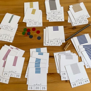 Montessori Bead Bars Multiplication Arrays Clip Cards - Etsy