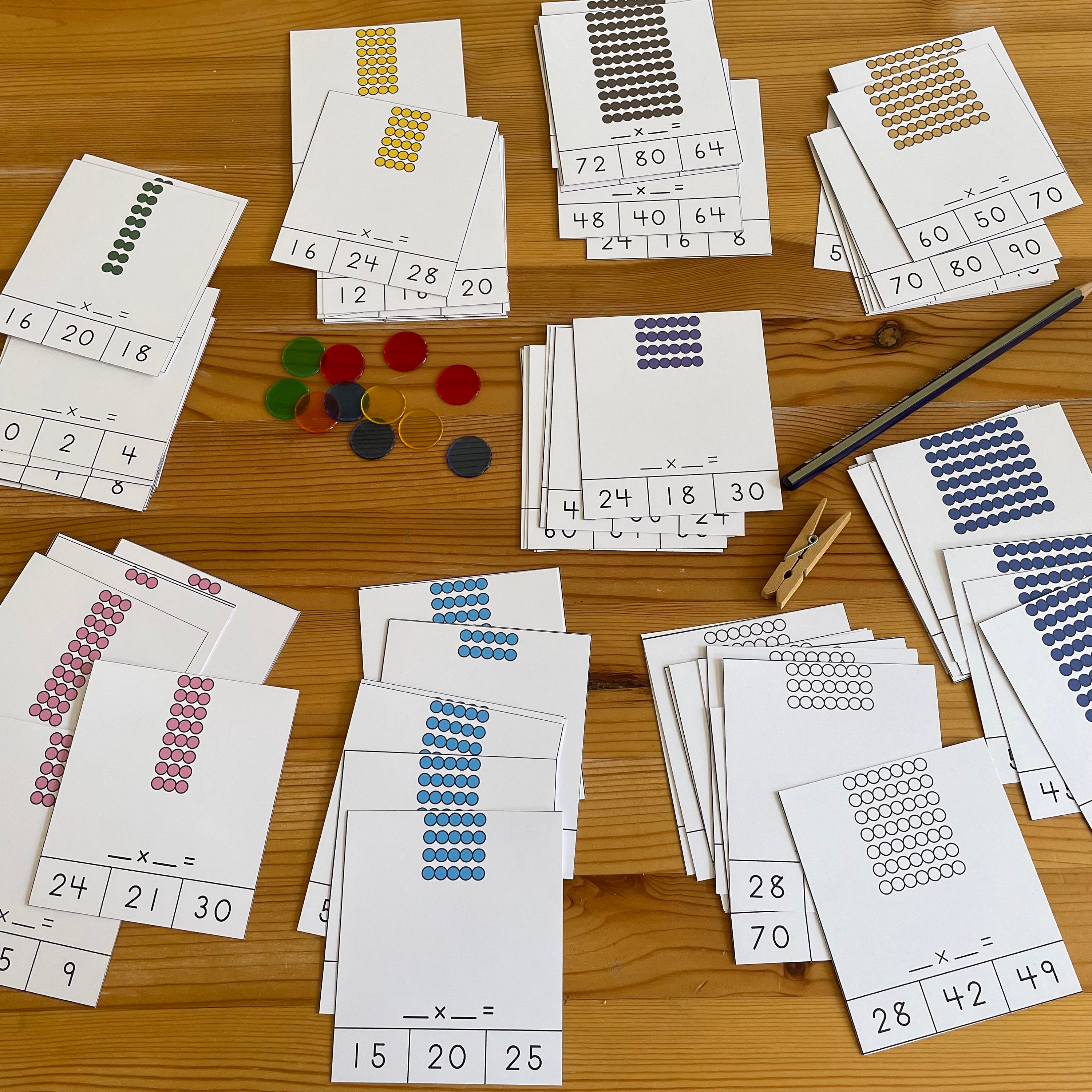 Montessori Bead Bars Multiplication Arrays Clip Cards - Etsy