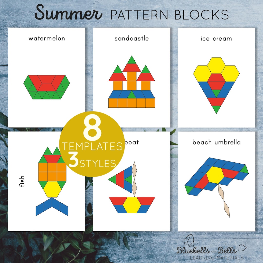 Summer Pattern Blocks Templates. Summer Printable Preschool and ...