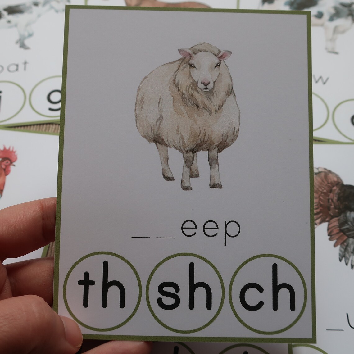 Farm Phonics Clip Cards. Montessori Printable Beginning Sound - Etsy