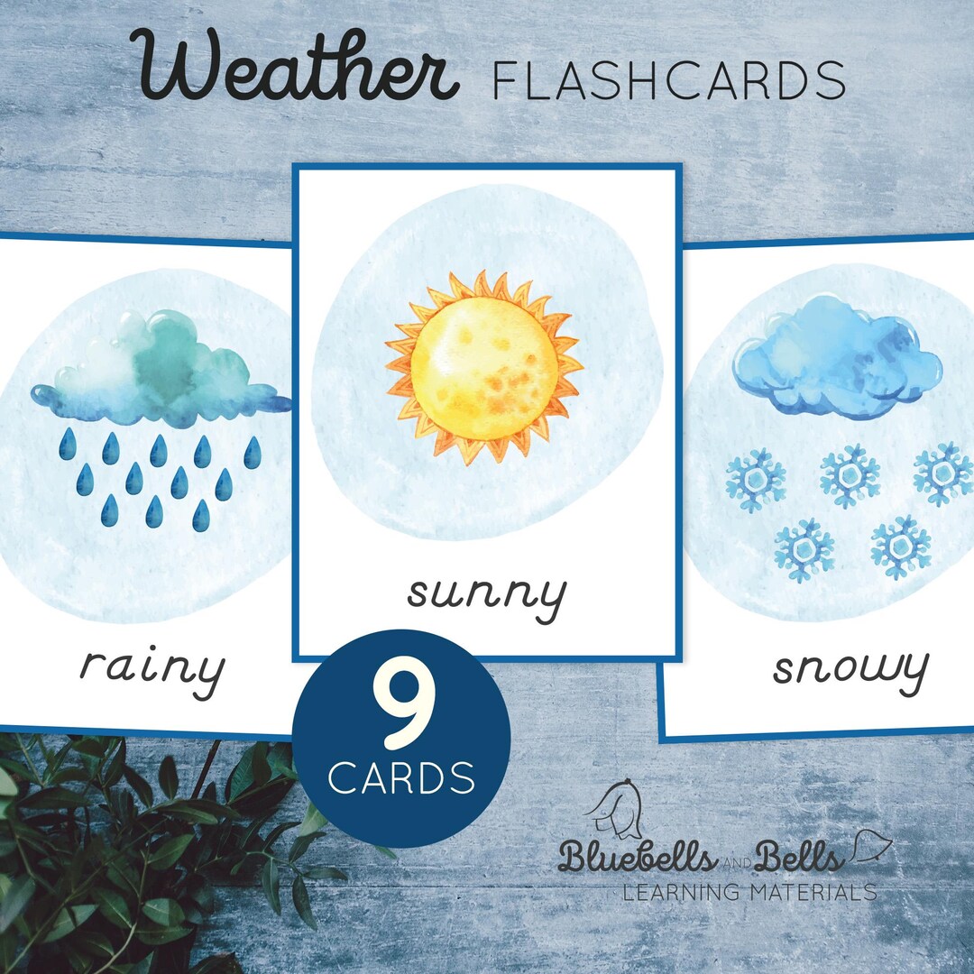 Weather Flashcards. Montessori Printable. - Etsy