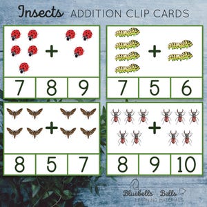 Montessori Spring Printable Insect Count and Clip Cards Addition 1-10 ...