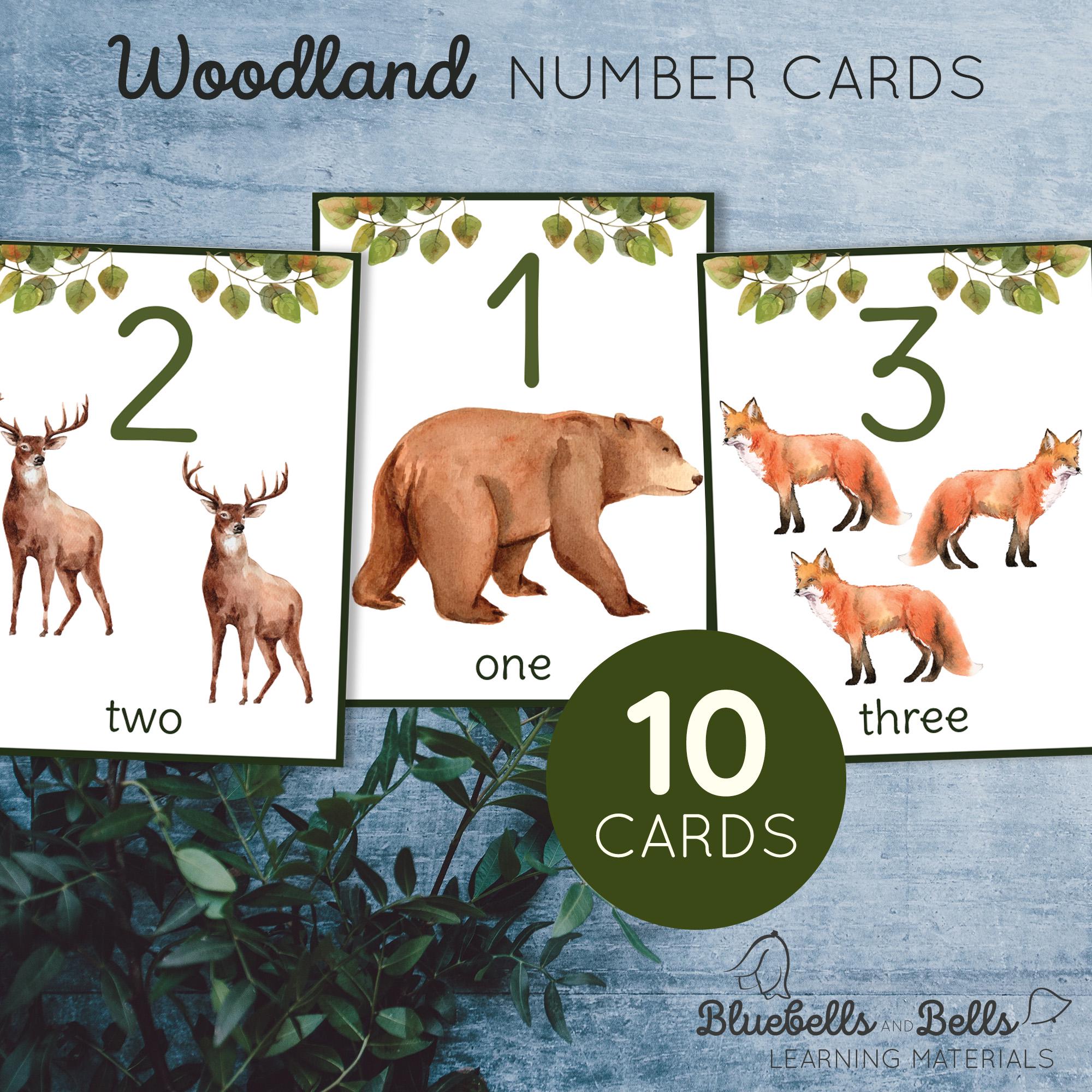 Woodland Animals Number Flashcards 1-10. Nature Counting Cards 1-10 ...