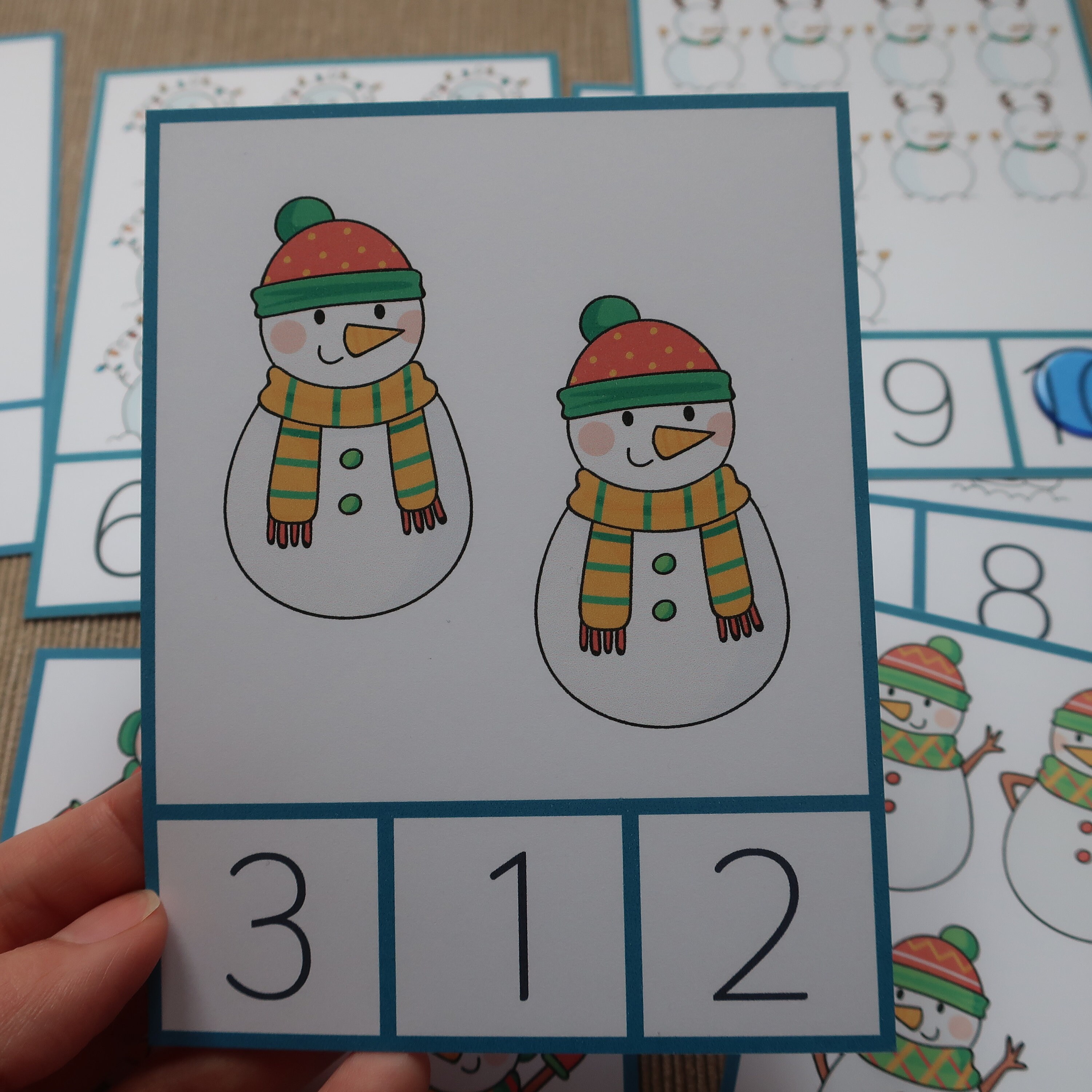 Snowman Count and Clip Cards 1-10. Winter Printable Preschool - Etsy