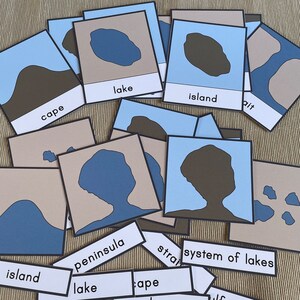 Land and Water Forms 3 Part Cards. Montessori Geography Printable. - Etsy