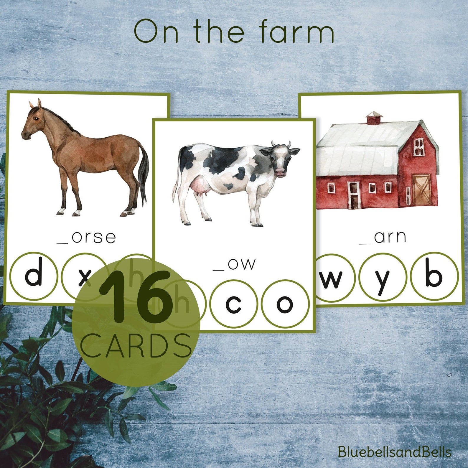 Farm Phonics Clip Cards. Montessori Printable Beginning Sound - Etsy
