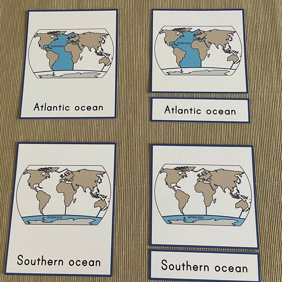 Oceans of the World 3 Part Cards. Montessori Geography - Etsy