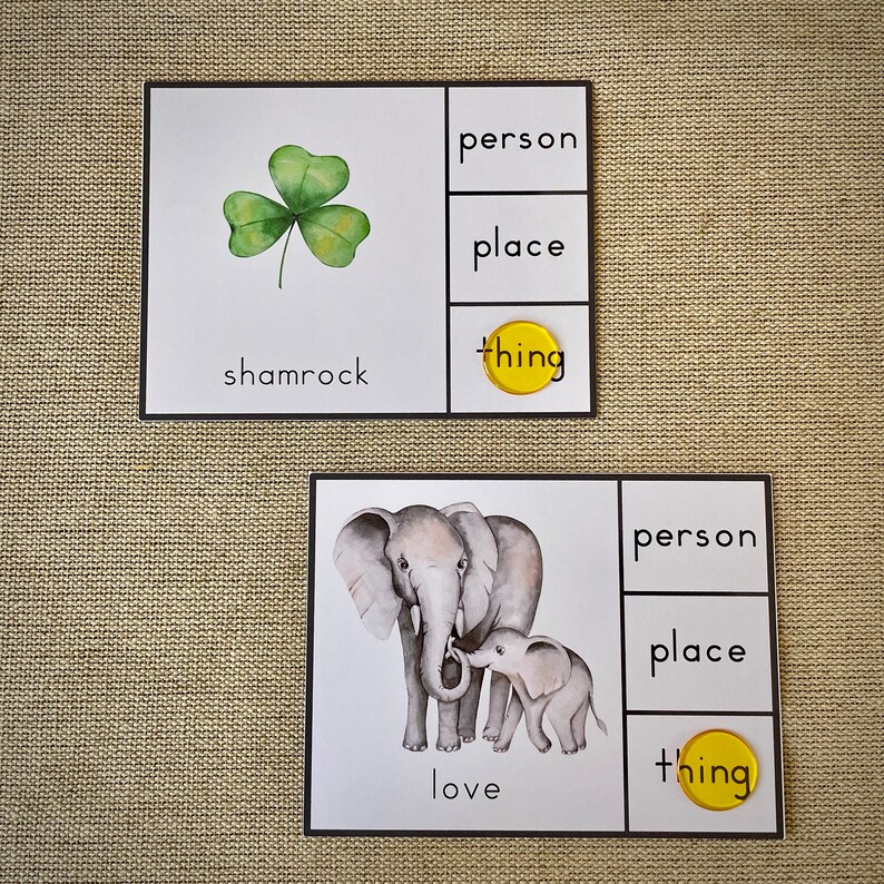 Noun Sort Person, Place, Thing Clip Cards. Parts of Speech Activity for ...