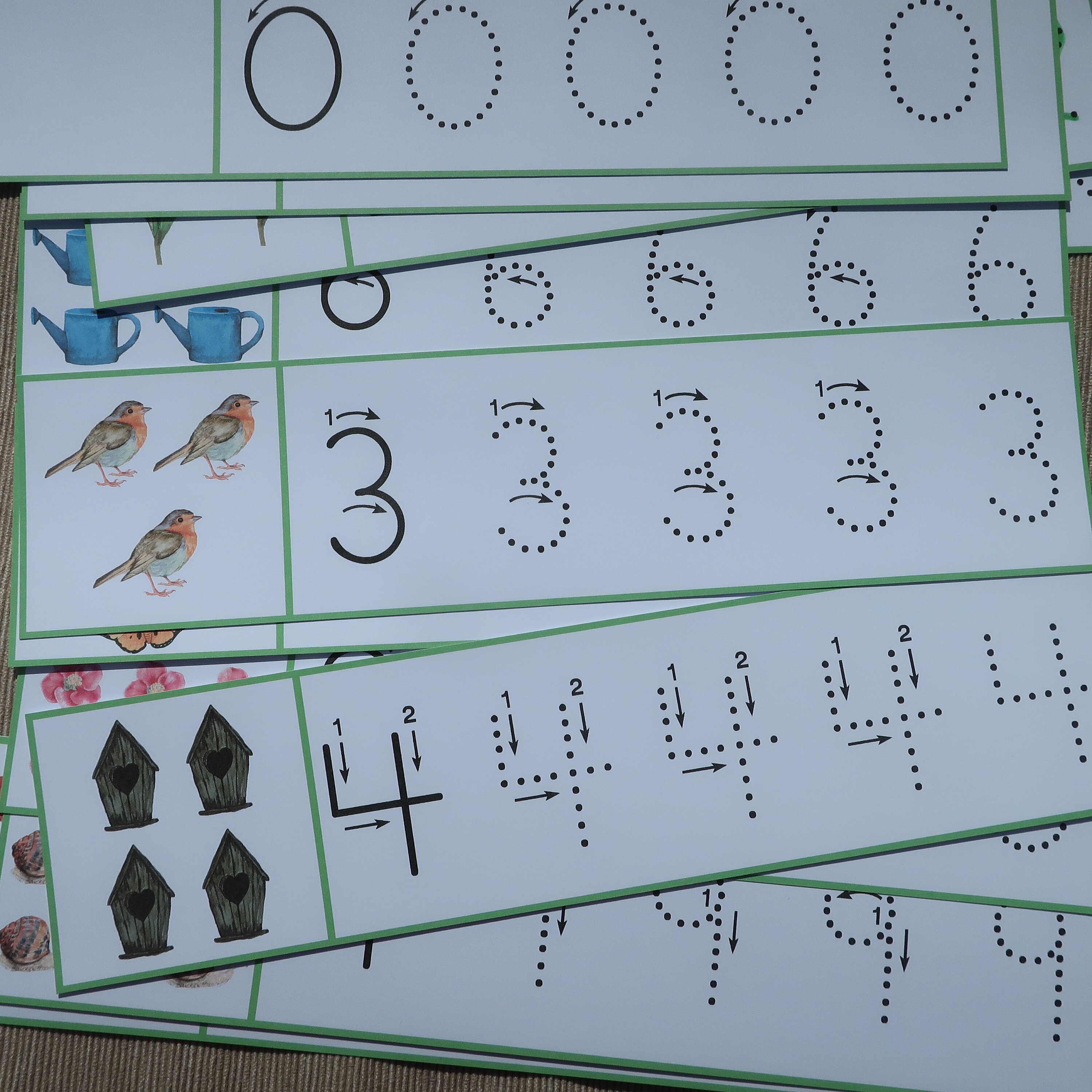 Spring Printable Number Tracing Strips. Spring Preschool and | Etsy