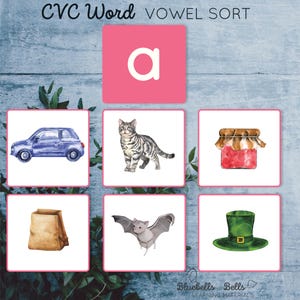 CVC Word Sort Vowel. CVC Word Printable Chart With Pictures. - Etsy
