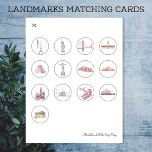 Landmarks of the World Map Matching Activity. Montessori Printable ...