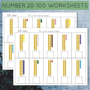 Montessori Printable Ten Boards Cards and Worksheets. Montessori Beads ...