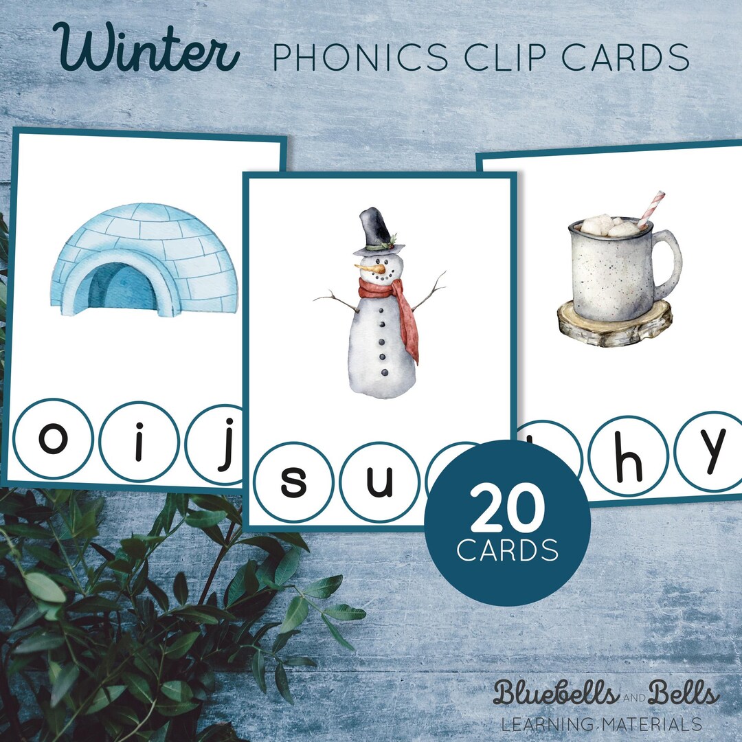 Winter Montessori Printable Phonics Clip Cards. Beginning Sound ...