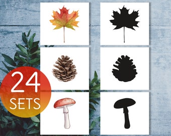 Autumn Leaves Shadow Matching Cards, Toddler Montessori Printable - Etsy