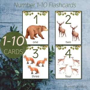 Woodland Animals Number Flashcards 1-10. Nature Counting Cards 1-10 ...