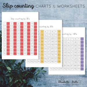 Skip Counting Charts and Worksheets. Kindergarten and 1st Grade Math ...