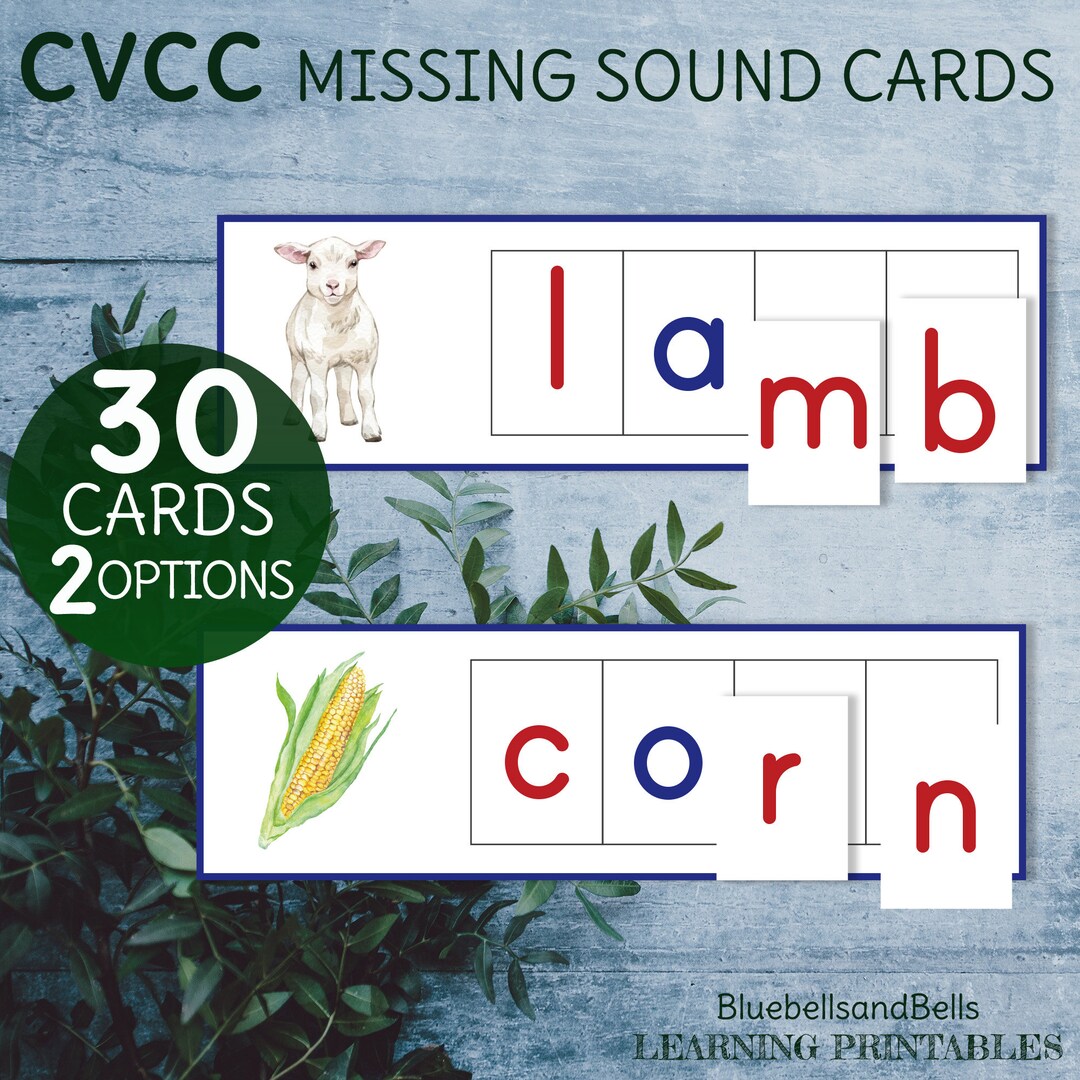 Montessori Printable Moveable Alphabet CVCC Letter Matching Cards ...