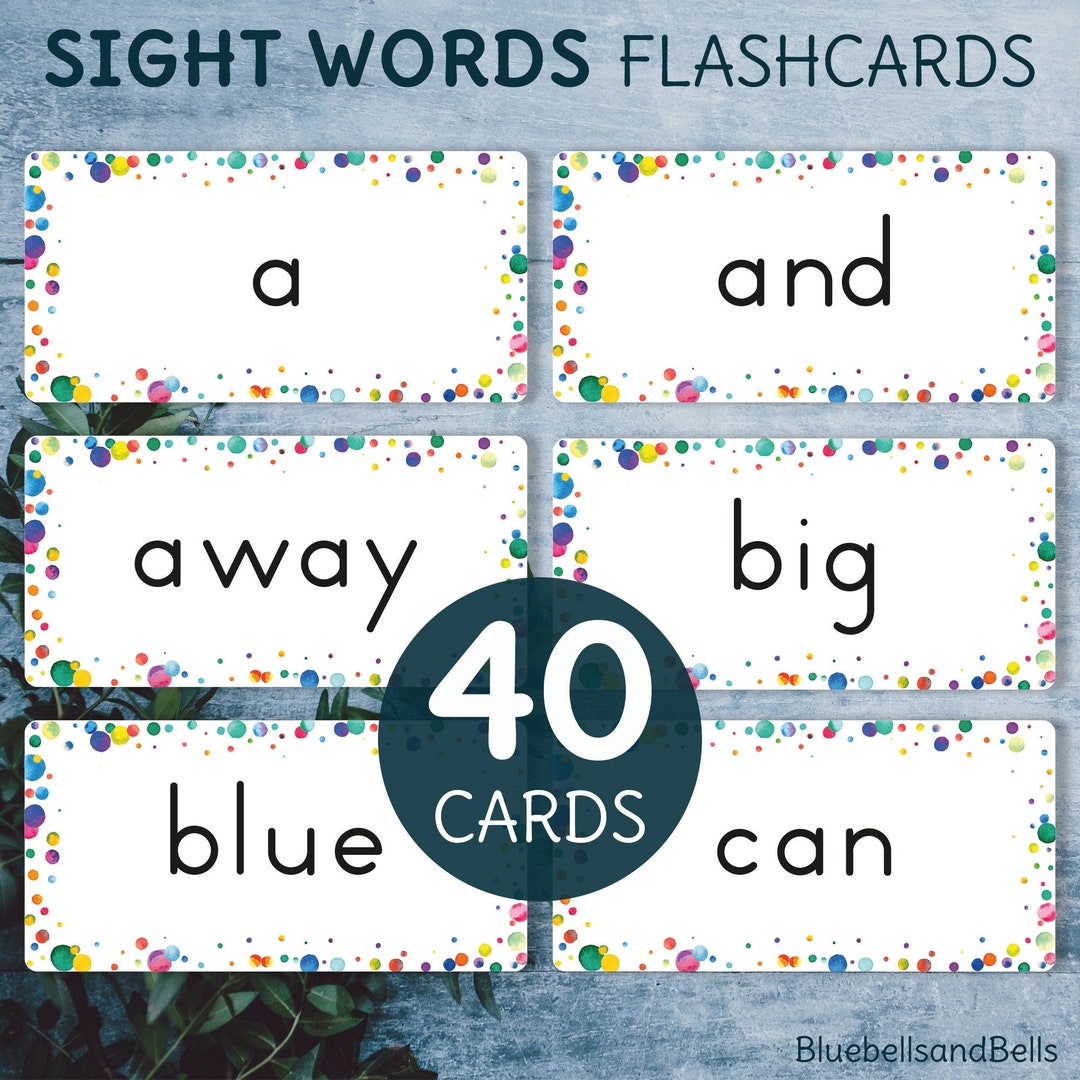 Sight Words Flash Cards. Preschool and Kindergarten Printable Pre ...