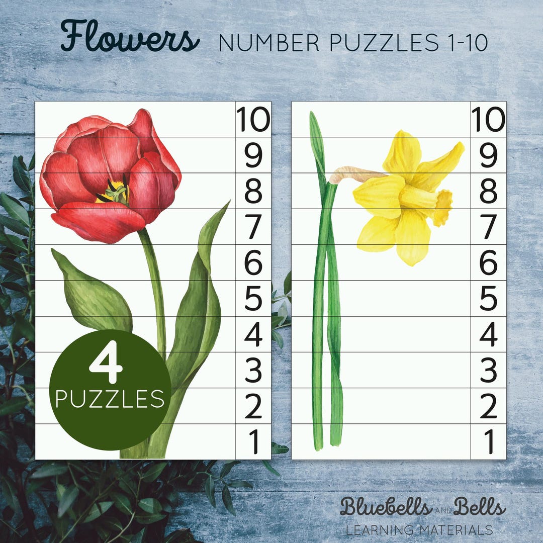 Flower Number Puzzles 1-10. Montessori Spring Printable. Preschool ...