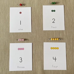 Montessori Beads Number Flash Cards. Math Preschool Printable Counting ...