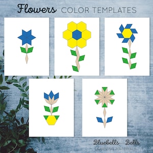 Flowers Pattern Blocks Templates. Spring Preschool and Kindergarten ...