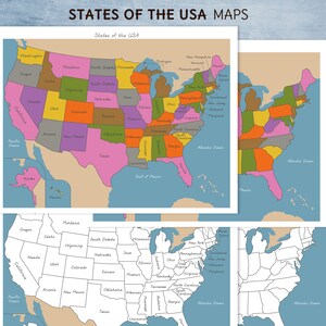 United States Montessori Maps and Cards. - Etsy