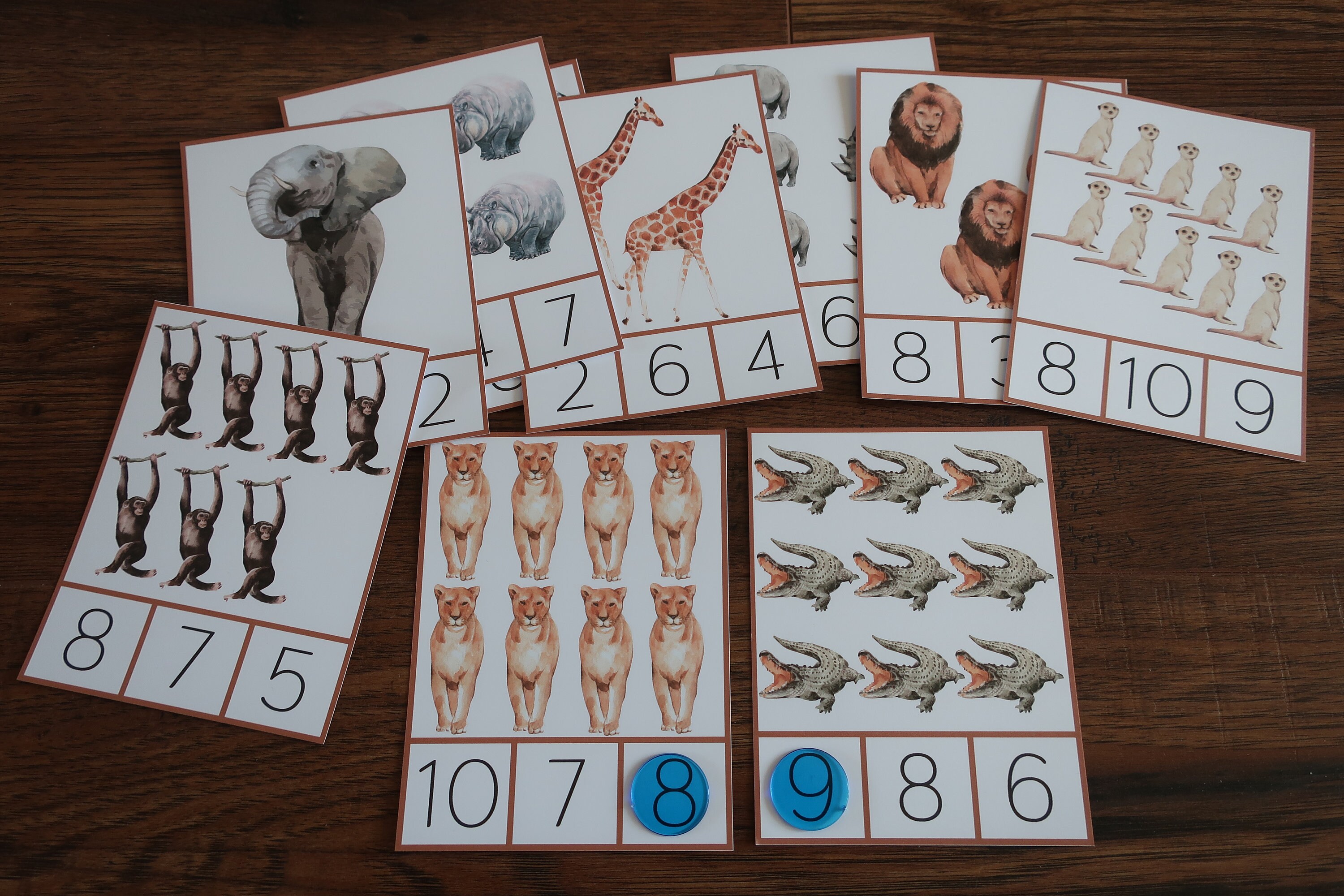 Africa Animal Printable Count and Clip Cards 1-10. Preschool - Etsy