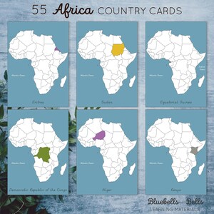Africa Maps and Cards. Montessori Continent Study Printable. - Etsy