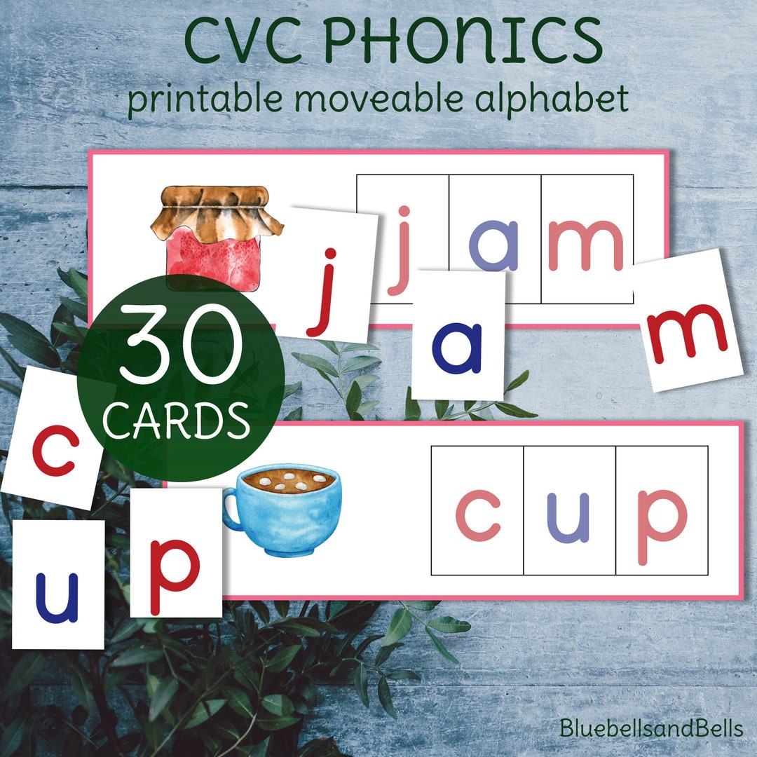 Montessori Printable Moveable Alphabet and CVC Word Matching Cards ...