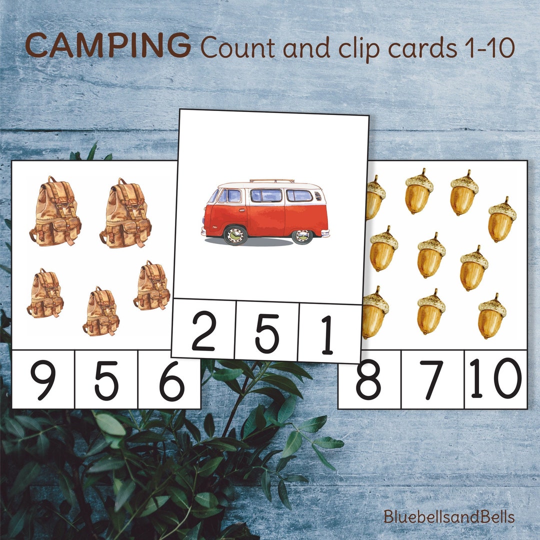Camping Count and Clip Cards 1-10. Montessori Printable. Preschool ...