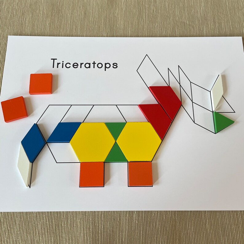 Dinosaur Pattern Blocks Printable Templates. Preschool and - Etsy