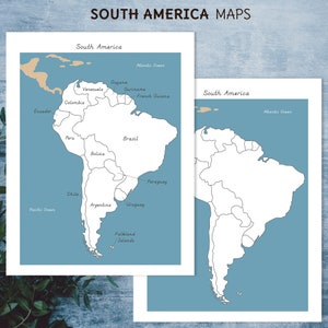 South America Montessori Maps and Country Cards. Continent Study ...