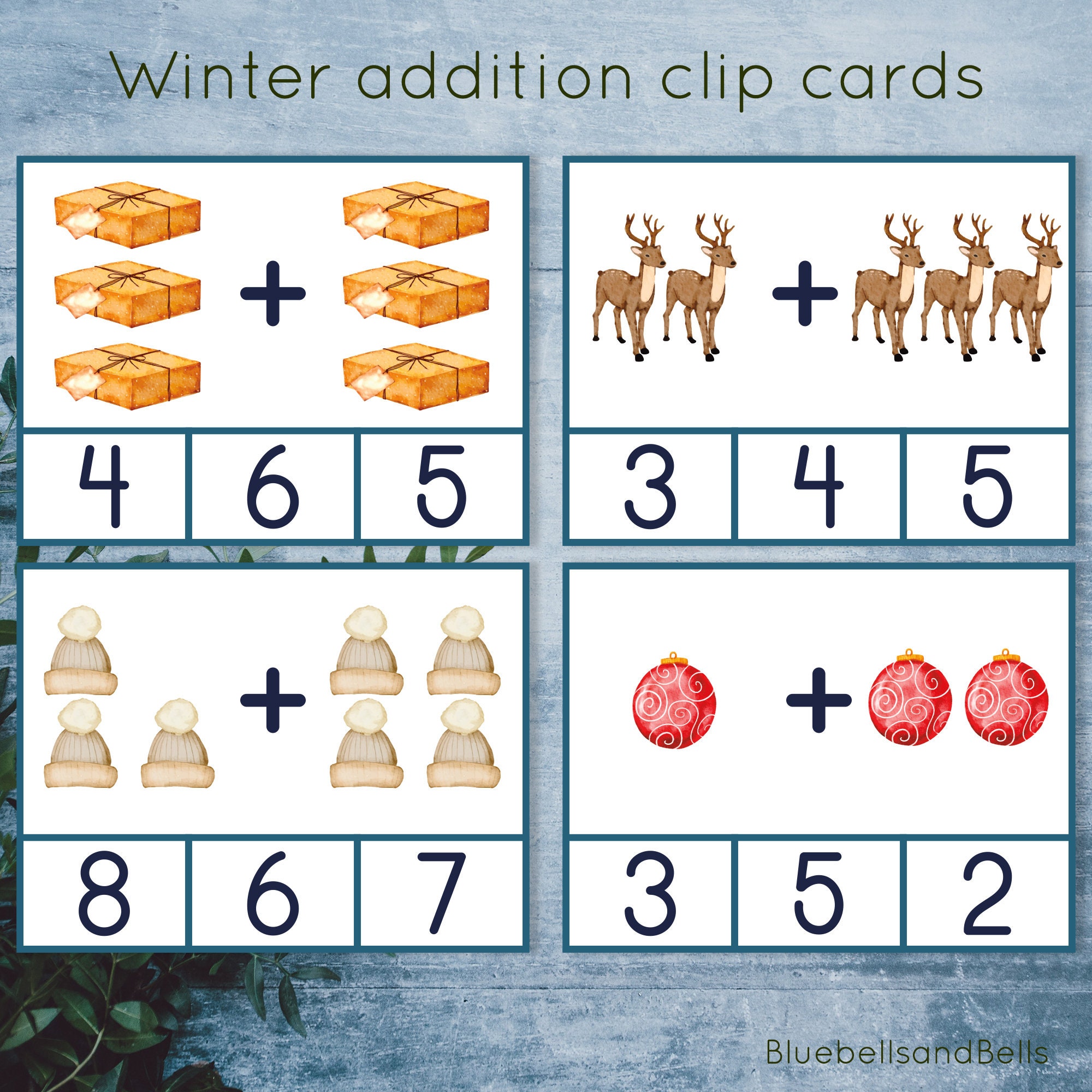 Montessori Winter Printable Addition Clip Cards. Preschool and - Etsy