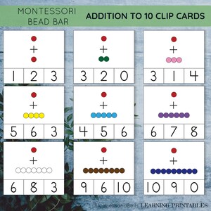Montessori Addition Colored Beads Clip Cards. Montessori Printable Math ...