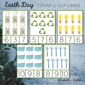 Earth Day Printable Count and Clip Cards 1-10. Spring Math Activity for ...