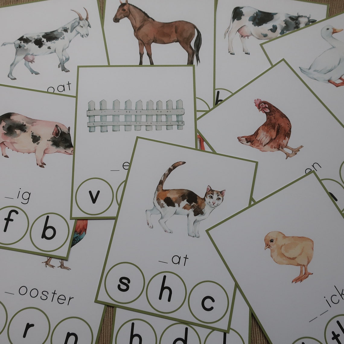 Farm Phonics Clip Cards. Montessori Printable Beginning Sound | Etsy