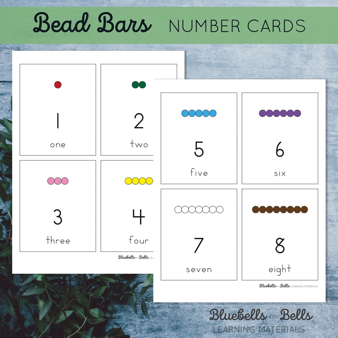 Montessori Beads Number Flash Cards. Math Preschool Printable Counting ...