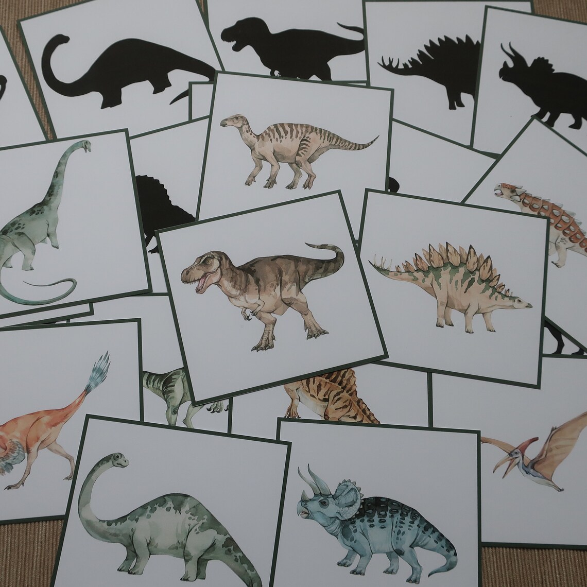 Montessori Printable Dinosaur Shadow Matching Cards. Toddler - Etsy