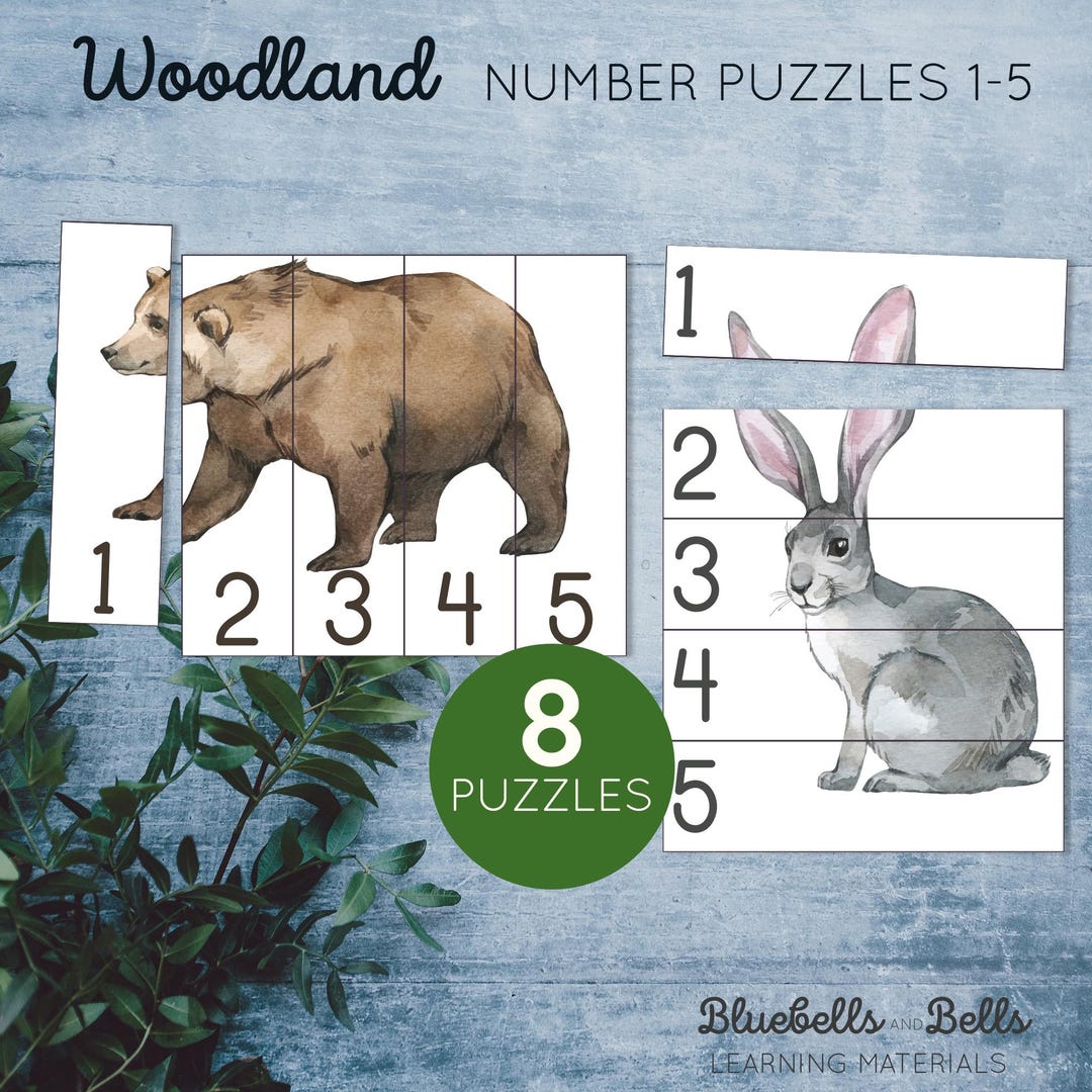 Toddler Puzzle Woodland Animals. Number Sequence 1-5 Printable - Etsy