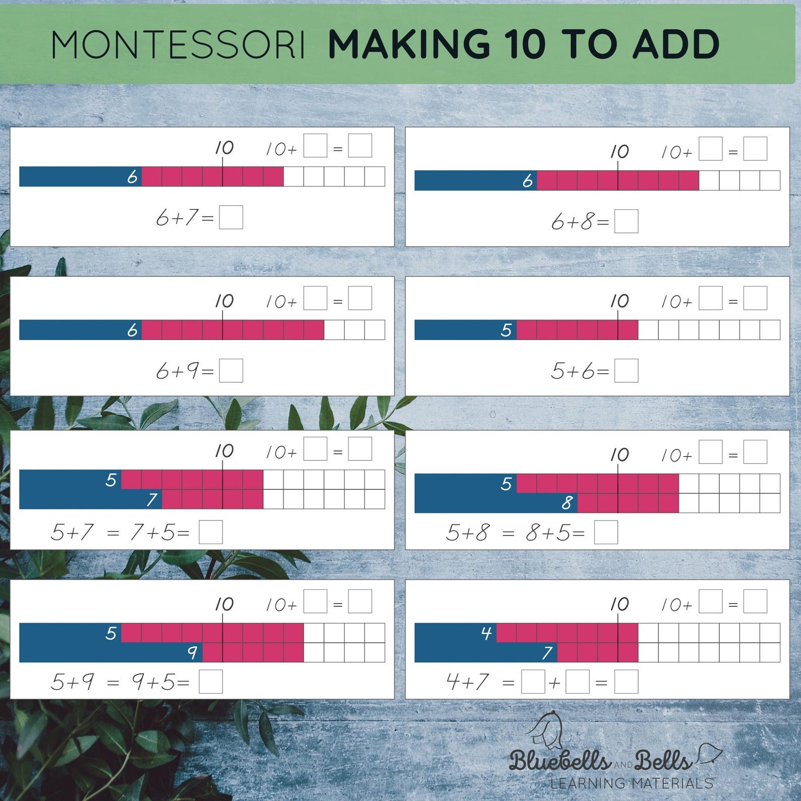 Montessori Addition. Make Ten to Add. Montessori Addition Strip Board ...