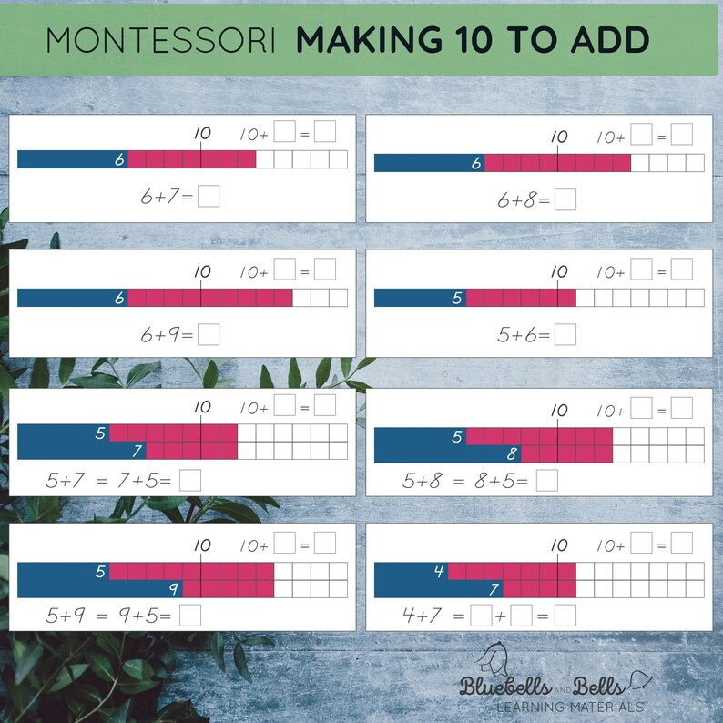 Montessori Addition. Make Ten to Add. Montessori Addition Strip Board ...