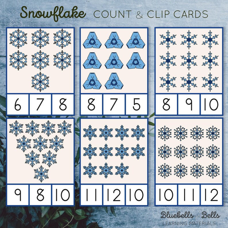 Snowflake Printable Count and Clip Cards. Winter Preschool Math ...