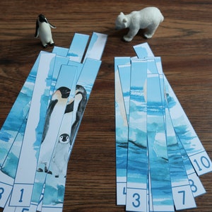Polar Bear and Penguins Number Sequence 1-10 Puzzles. Montessori Winter ...
