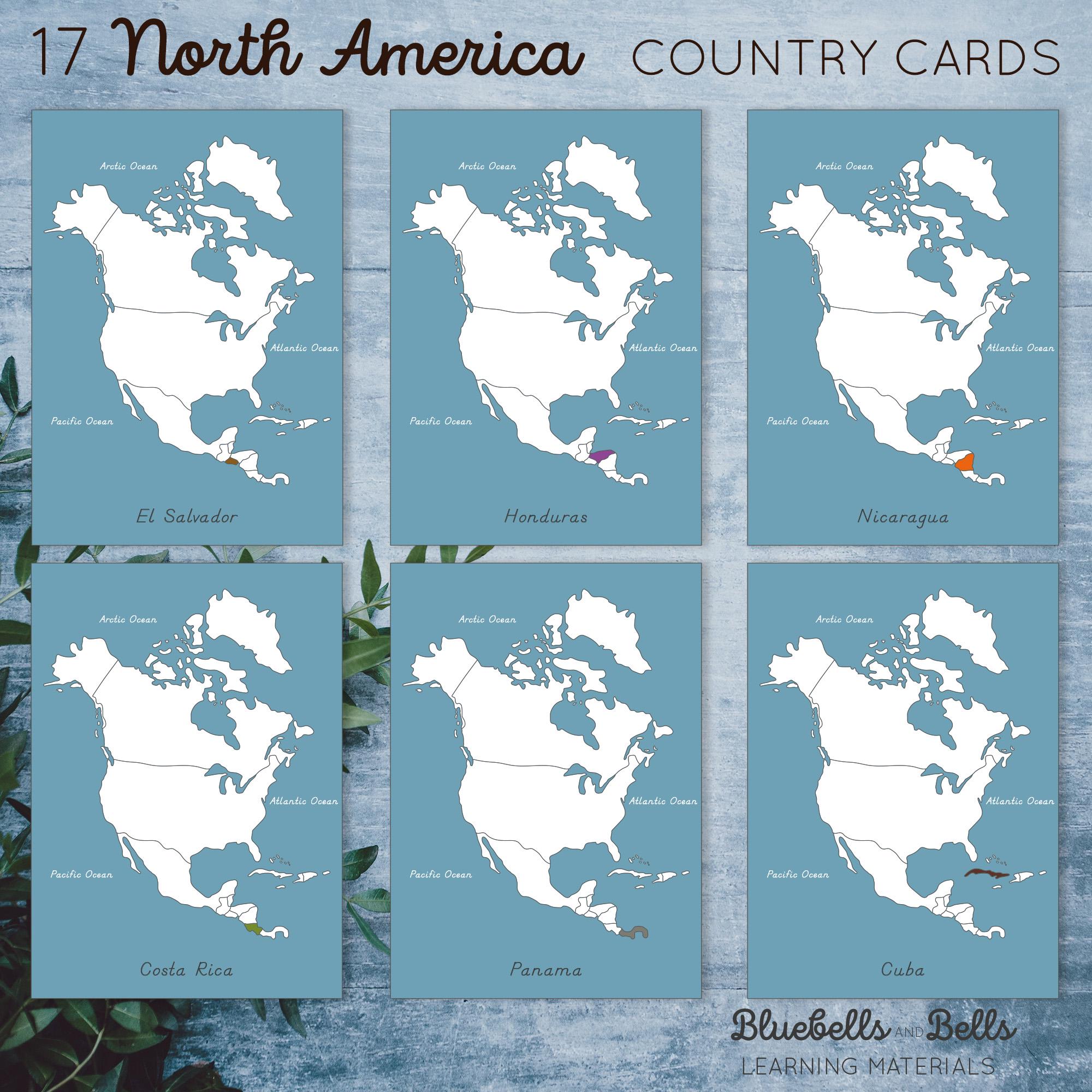 North America Montessori Maps and Country Cards. Geography Continent ...
