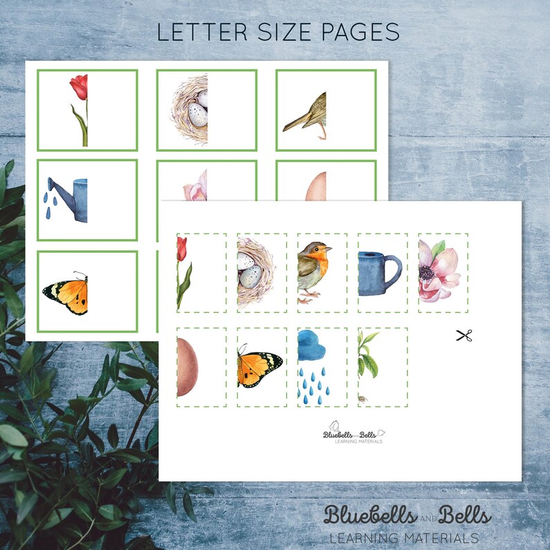 Montessori Spring Printable Puzzle Halves Matching. Toddler Busy Book ...