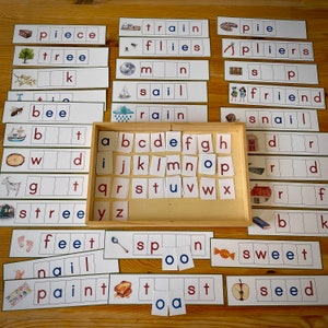 Montessori Moveable Alphabet Printable Vowel Digraph Cards for Letter ...