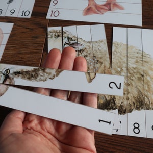 Farm animal number sequence puzzles 1-10. Preschool math | Etsy