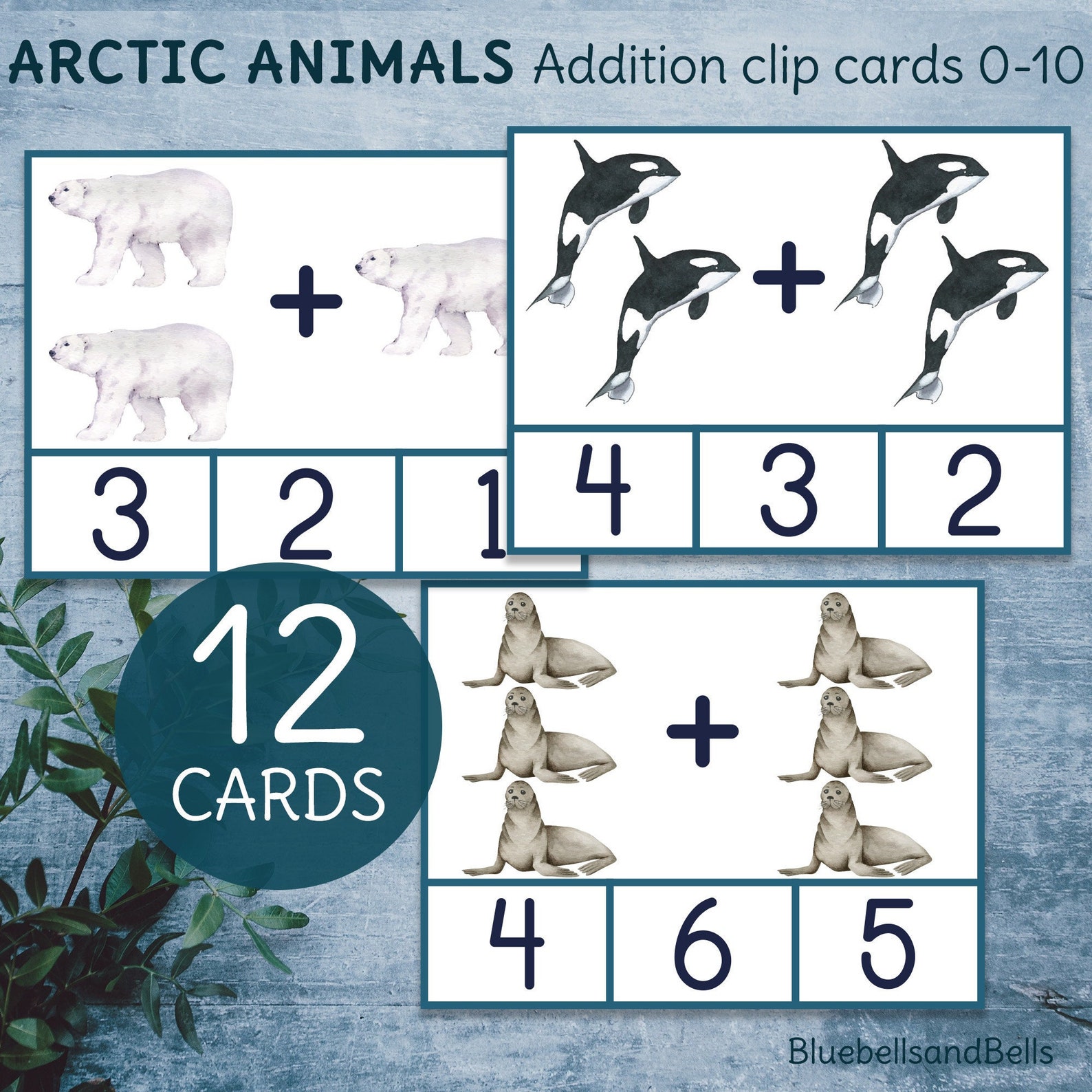 Winter Montessori Printable Count and Clip Cards Addition - Etsy