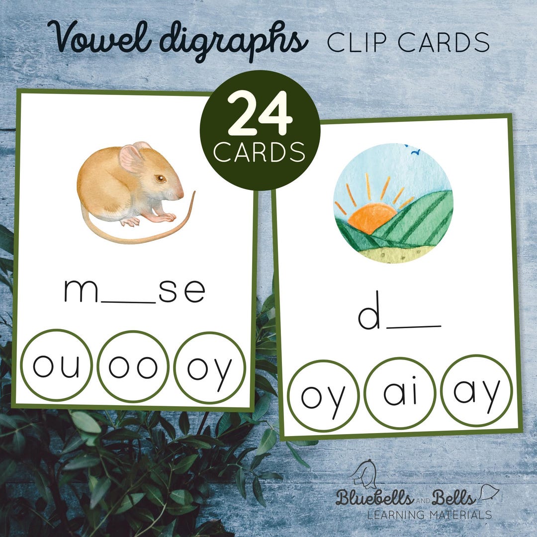 Vowel Digraph Clip Cards - Etsy
