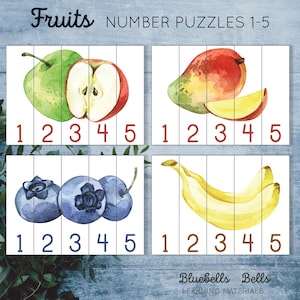 Montessori Toddler Printable Fruits Puzzle Number Sequence 1-5. - Etsy